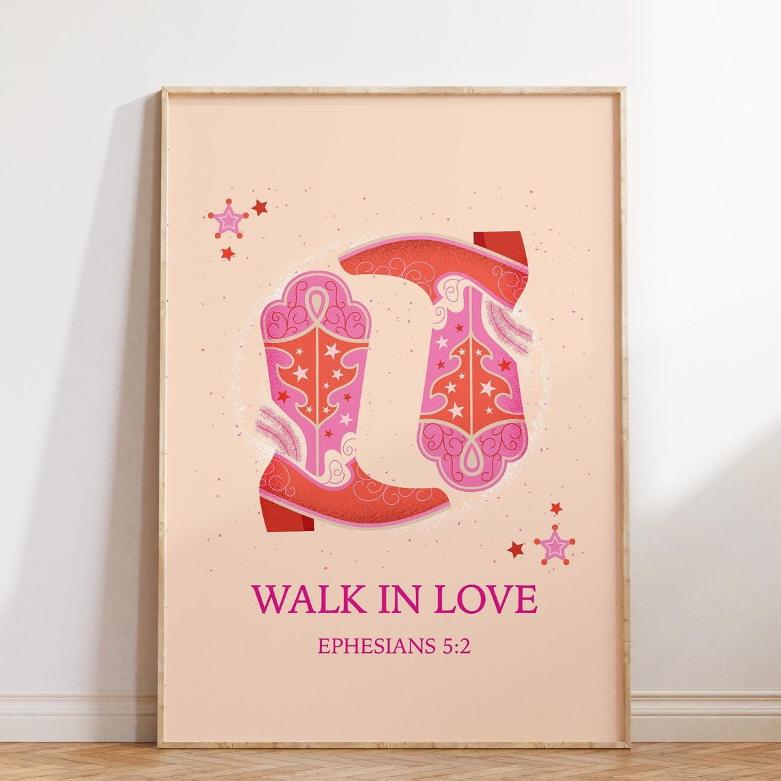 DOPAPRINT Walk In Love Western Christian Wall Art, Cowboy Decor, Bible ...