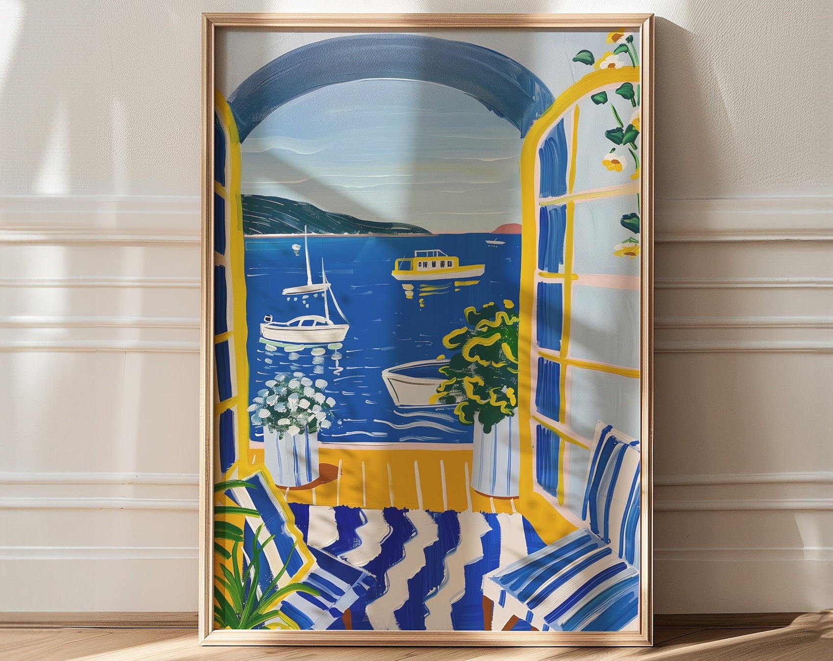 DOPAPRINT Wall Art, Coastal Decor, Matisse Window Art, Greece Sea ...