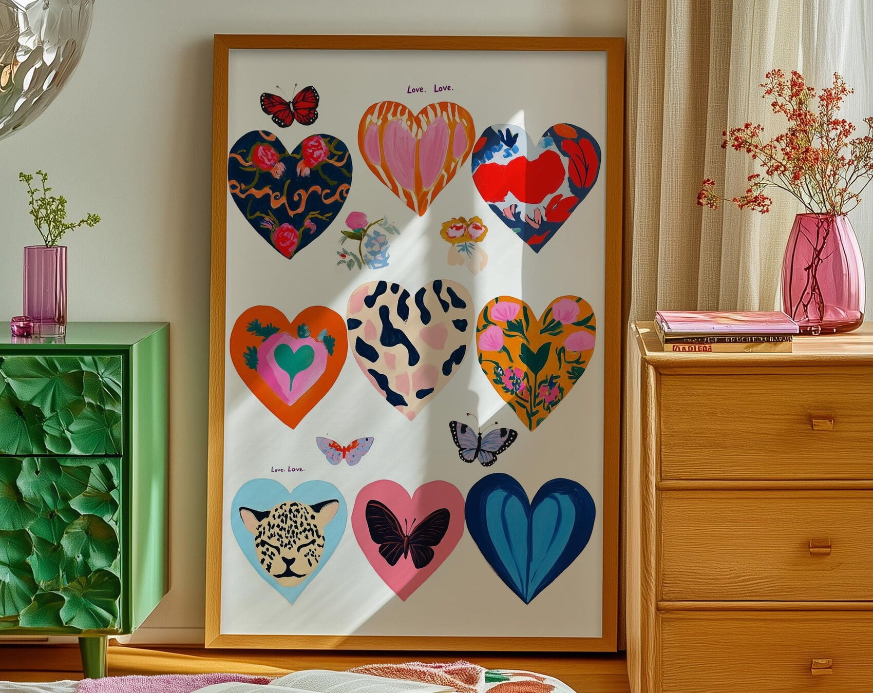 DOPAPRINT Wall Art, Colorful Heart Poster, Eclectic Bedroom Decor ...