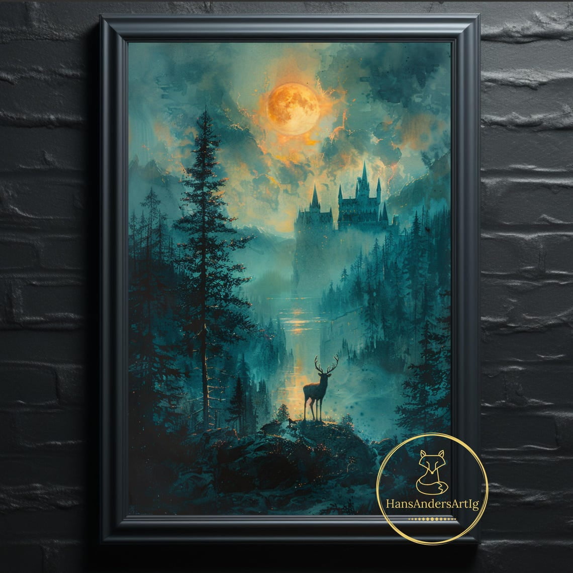 DOPAPRINT Wall Art Deer Poster Wizardry Castle Wall Decor Art Print ...