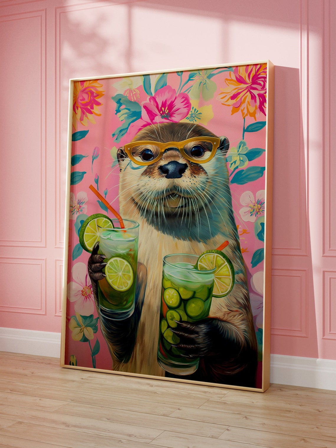 DOPAPRINT Wall Art, Otter With Cocktail Maximalist , Dopamine Animal ...