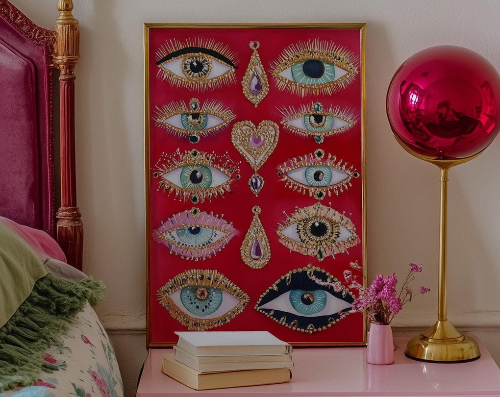 DOPAPRINT Wall Art, Red Mystical Eye Print, Glam Decor, Maximalist ...