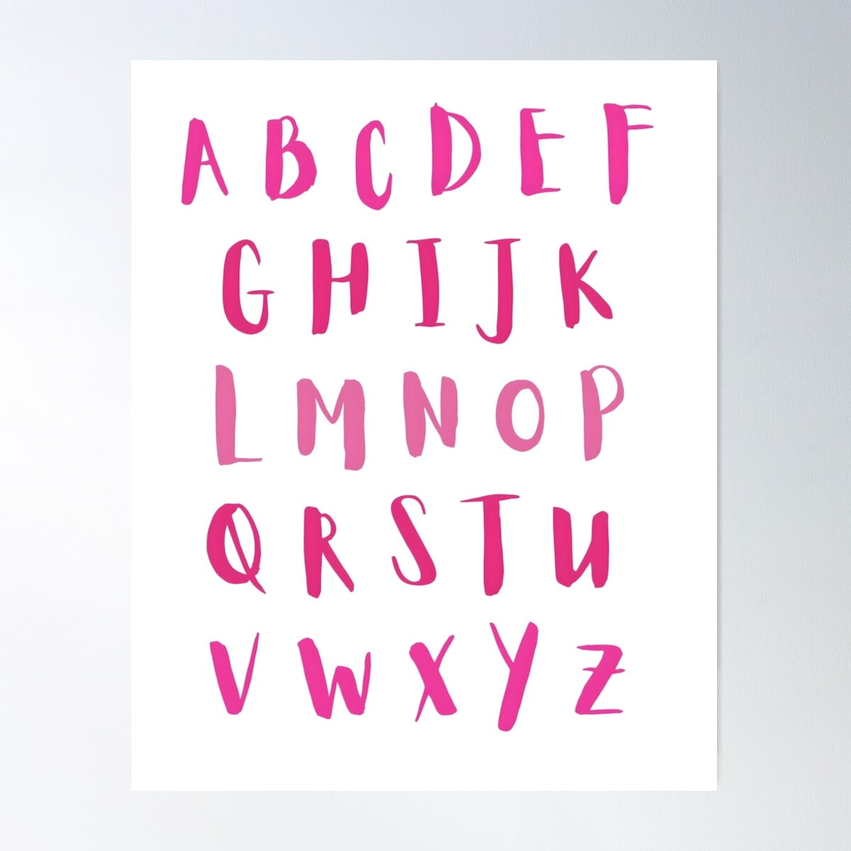 DOPAPRINT Watercolor Nursery Alphabet Pink Abcs Kids Poster Wall Art ...
