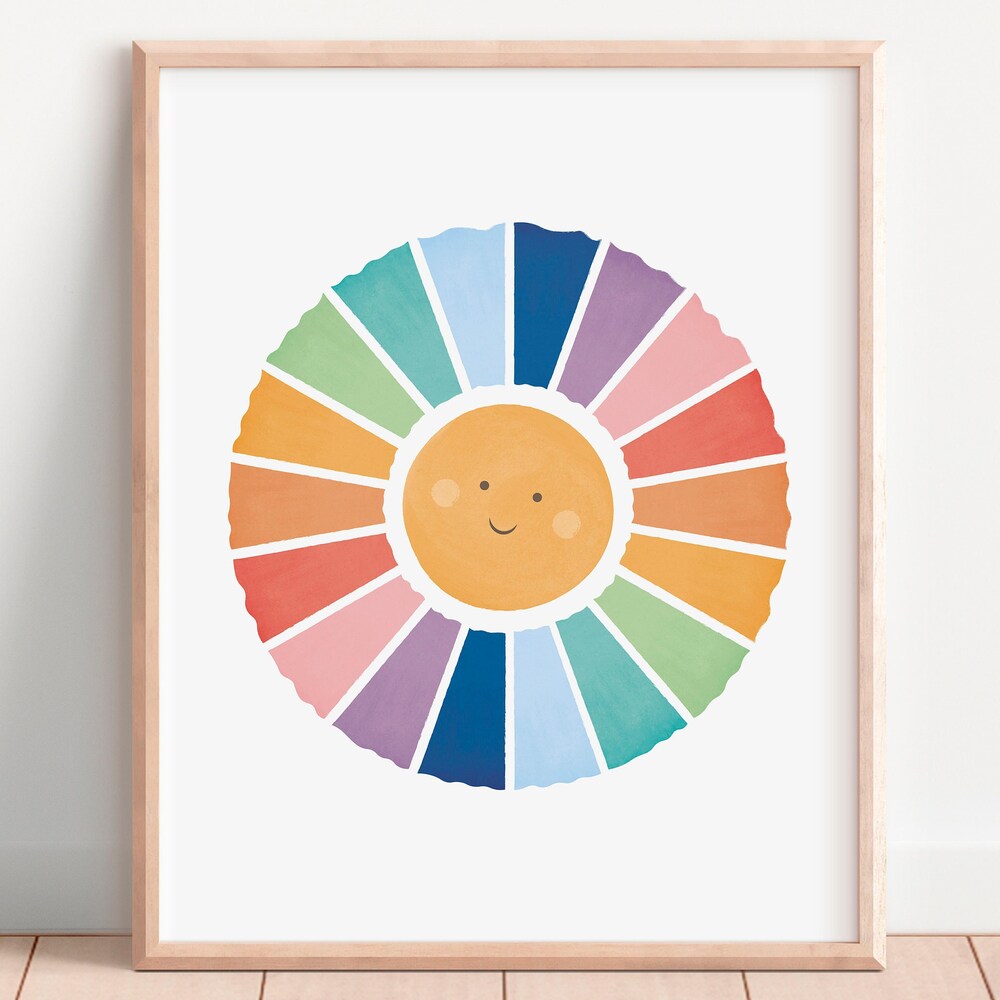 DOPAPRINT Watercolor Style Style Sun Poster, Sun Playroom Decor ...