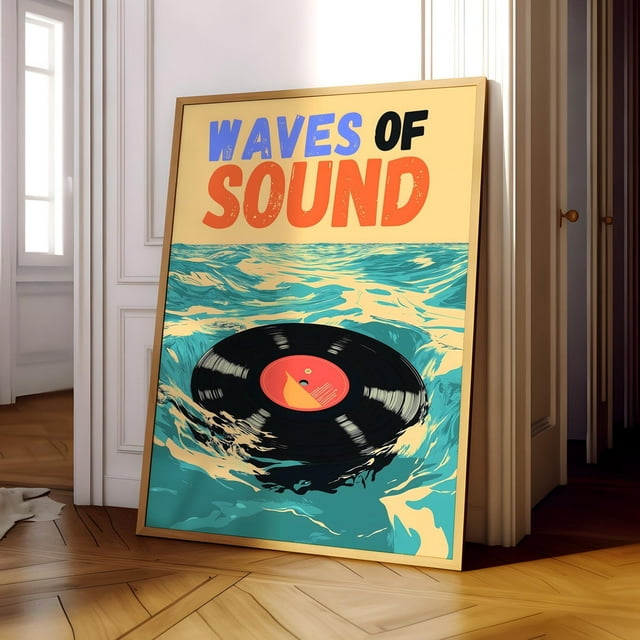 DOPAPRINT Waves Of Sound Music Poster - Vintage Vinyl Wall Art Wall Art ...