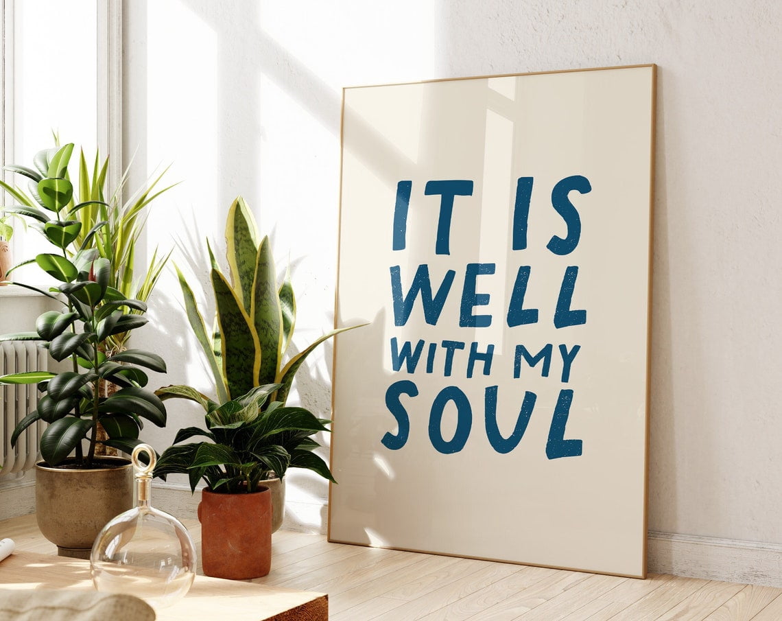 DOPAPRINT It Is Well With My Soul Minimalist Christian Wall Art Sage ...