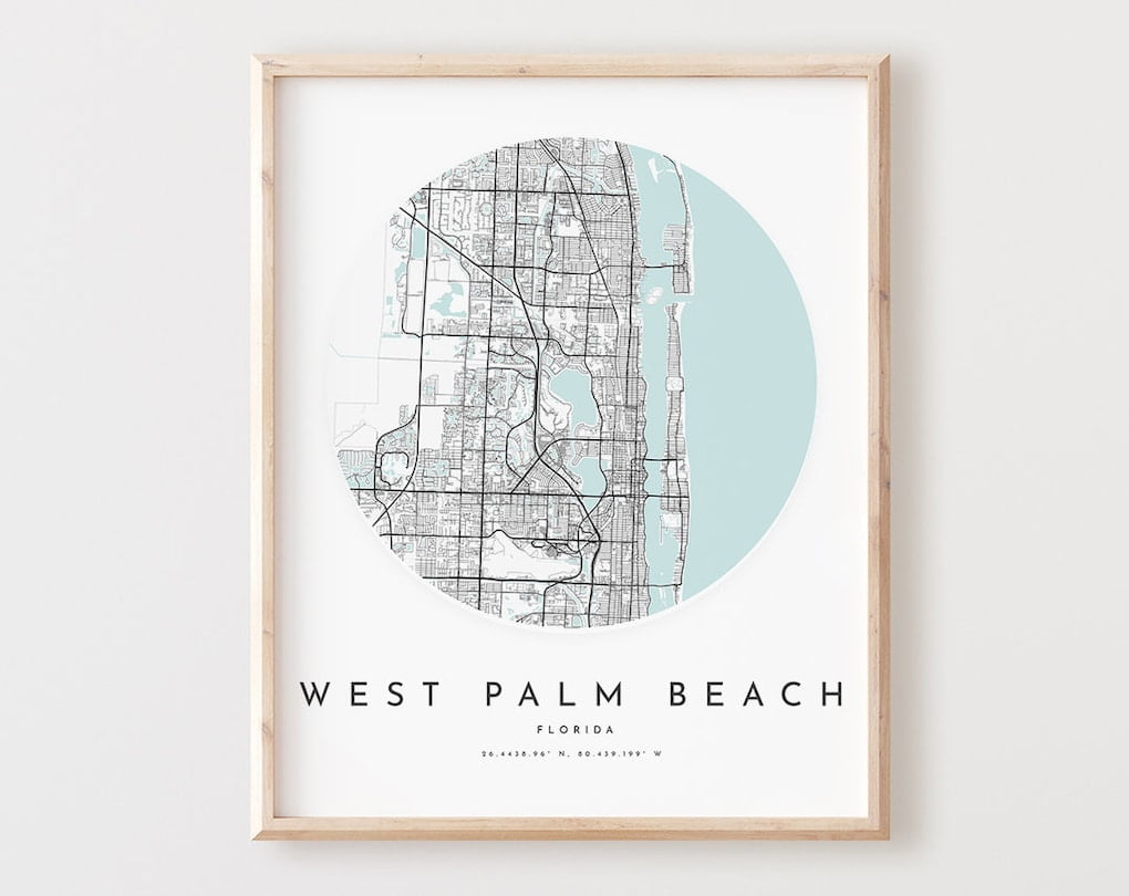 DOPAPRINT West Palm Beach Map Print, West Palm Beach Map Poster City Wall Art, Fl Road Map ...