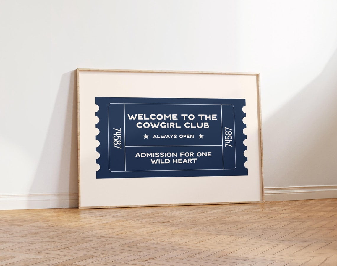 DOPAPRINT Western Wall Art Cowgirl Club Poster Southern Home Decor ...