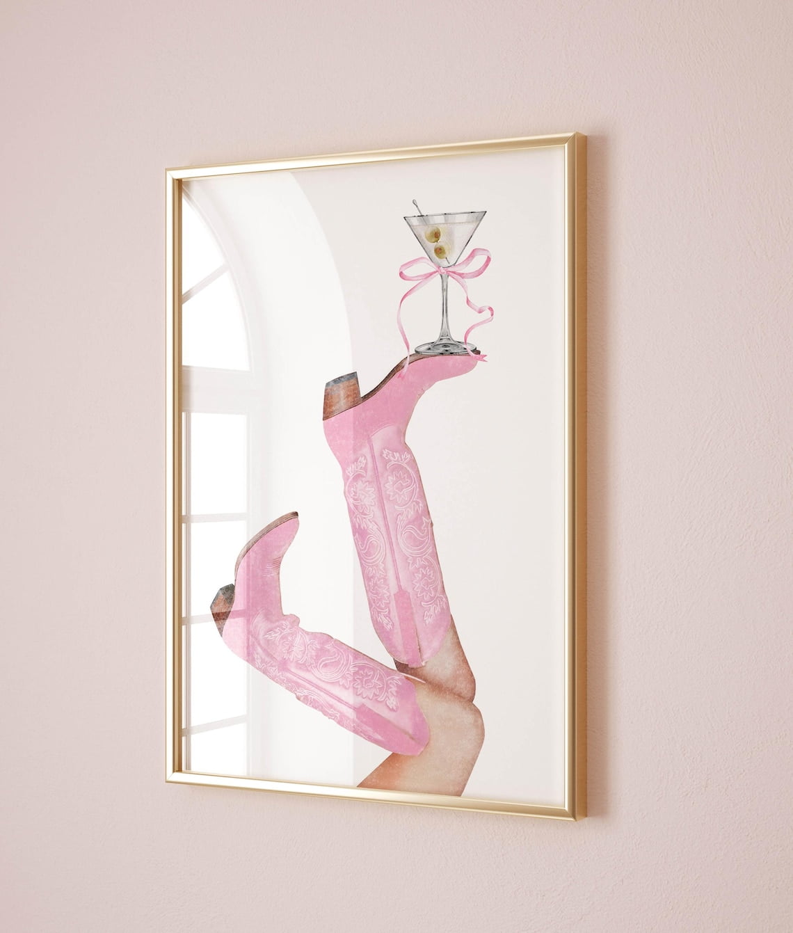 DOPAPRINT Western Wall Art Martini Print Pink Cowgirl Bedroom Decor ...