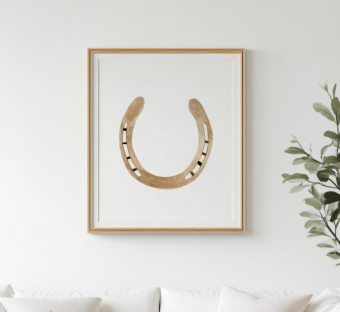 DOPAPRINT Western Watercolor Style Horseshoe Art Print, Horseshoe ...