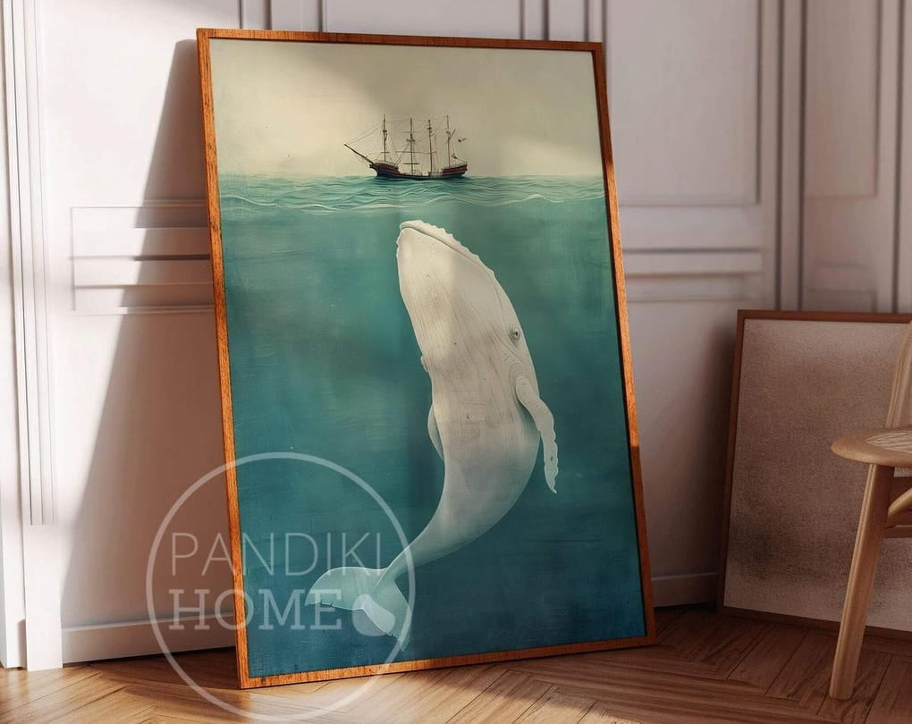DOPAPRINT Whale And Ship, Ship In Ocean, Vintage Ship Poster, Giant ...