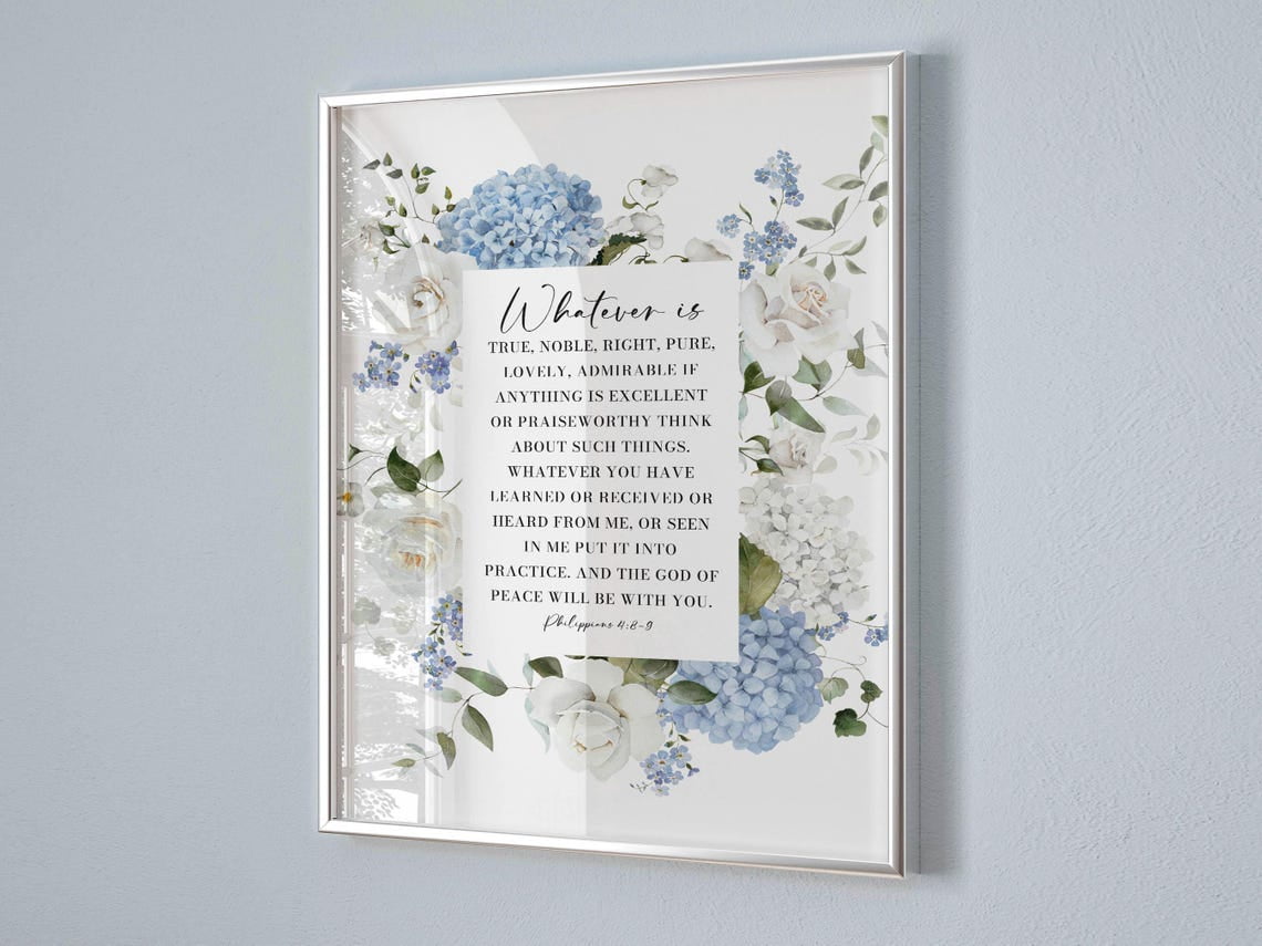 DOPAPRINT Whatever Is Philippians 4 8 Niv Bible Verse Quote, Hamptons ...