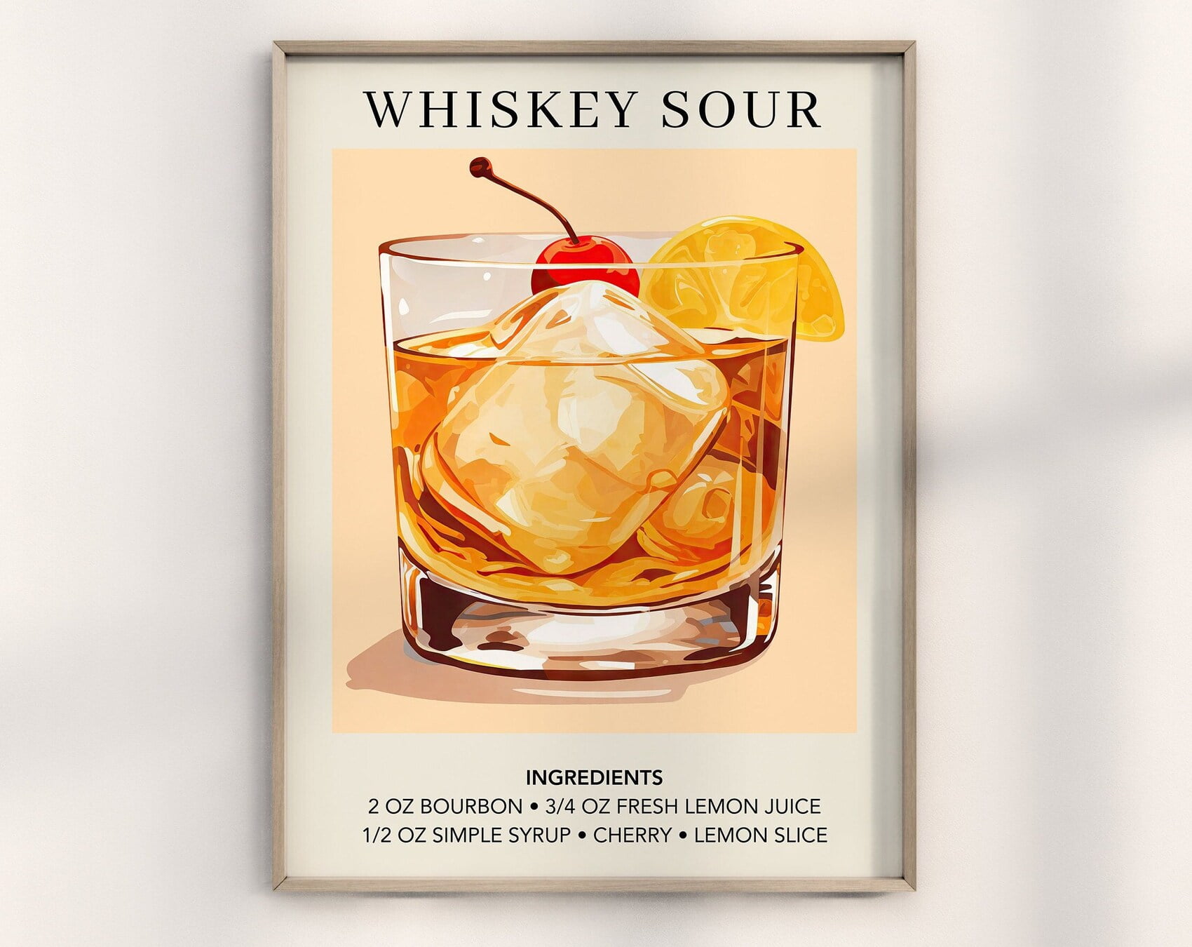 DOPAPRINT Whiskey Sour Art Print | Bar Cart Decor | Cocktail Art Poster ...