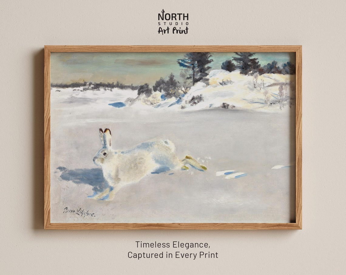 DOPAPRINT White Hare In The Snow - Bruno Liljefors Winter Wildlife ...