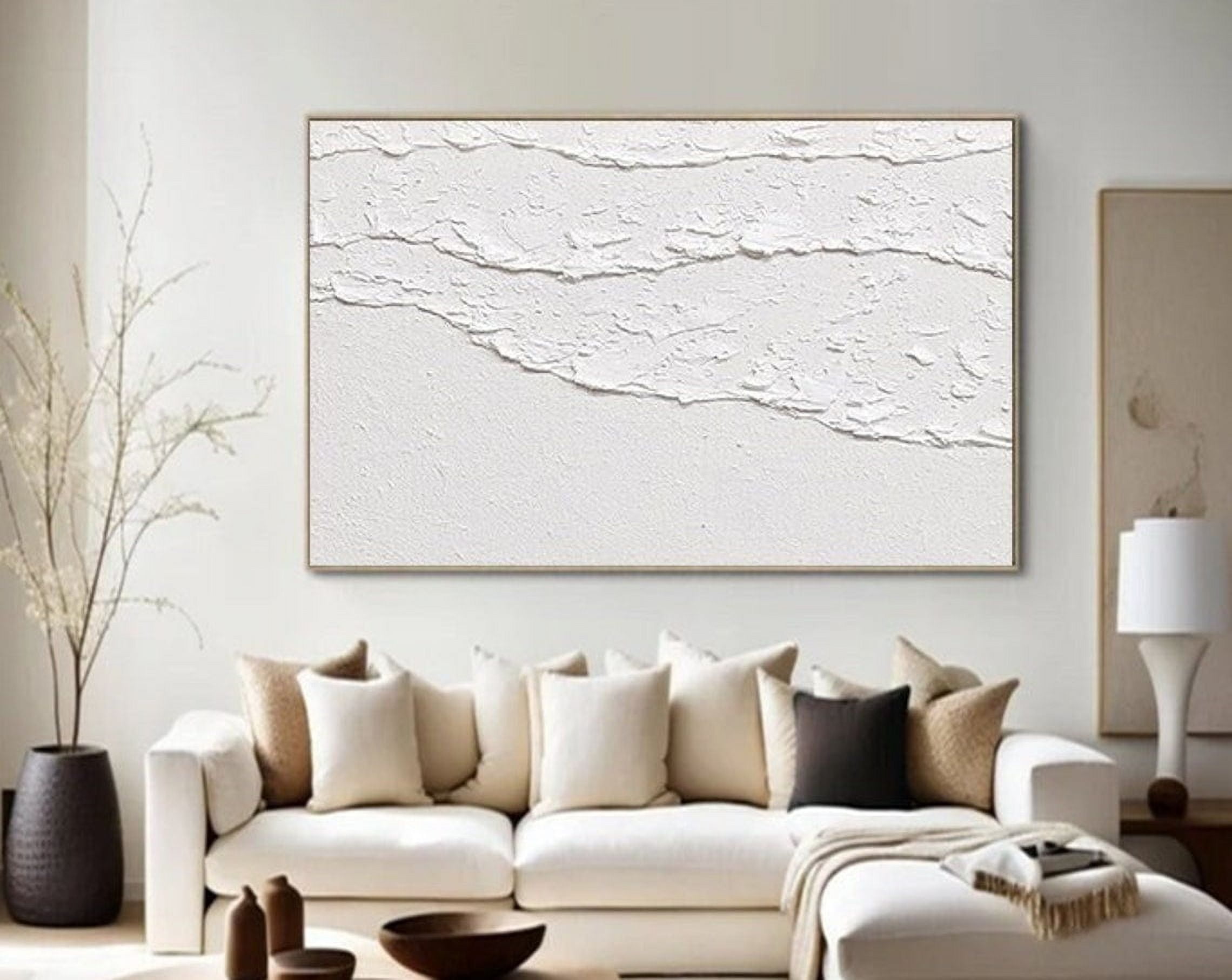 DOPAPRINT White Waves Abstract Painting White Ocean Wave Wall Art White 3D Textured Art White ...