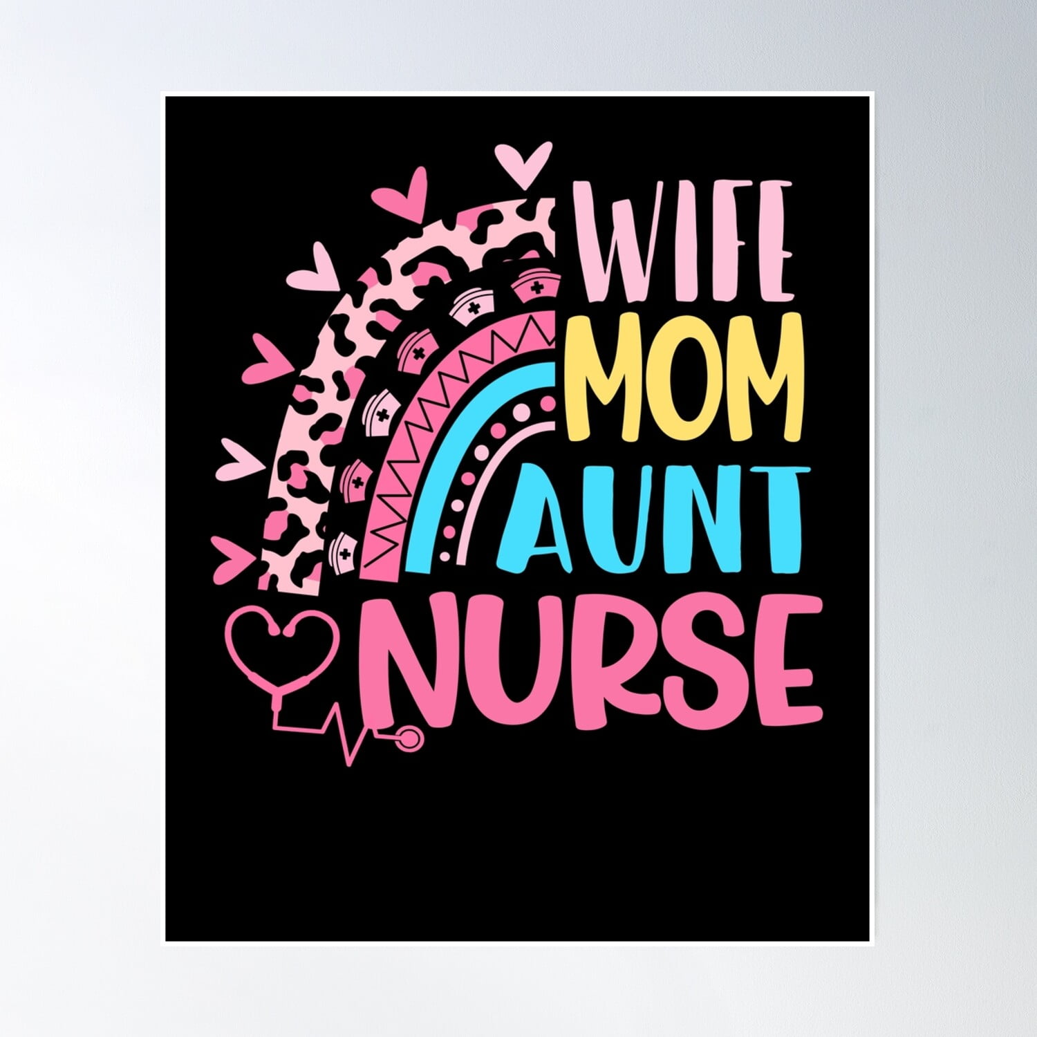 DOPAPRINT Wife Mom Aunt Nurse Mothers Day Nurses Day Leo.pard Rainbow ...