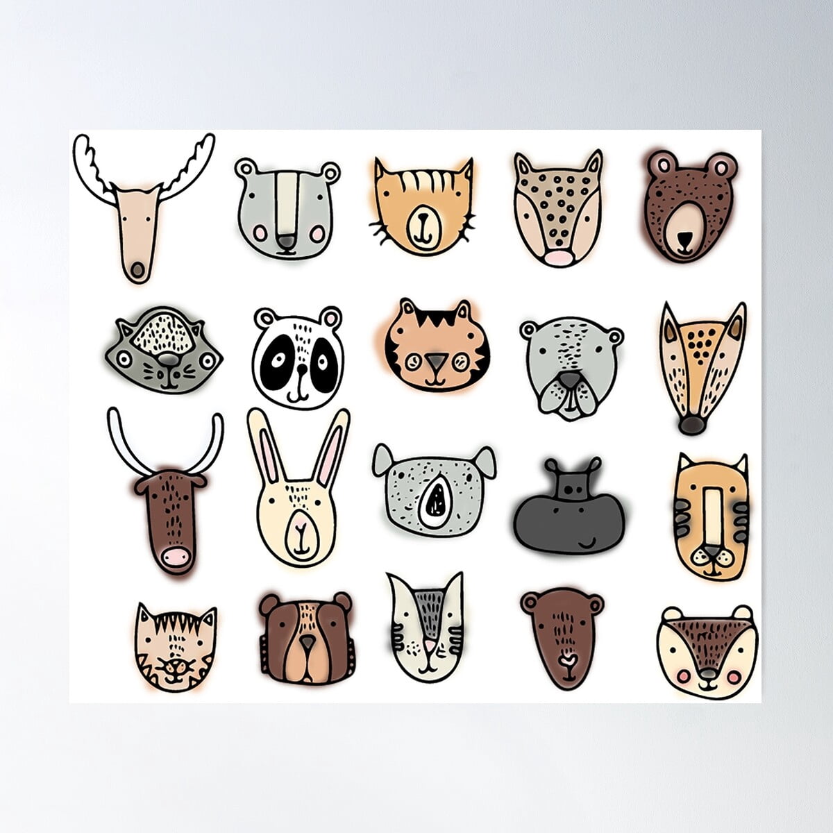DOPAPRINT Wild Animal Portraits In Color Poster Wall Art, Bedroom NO ...