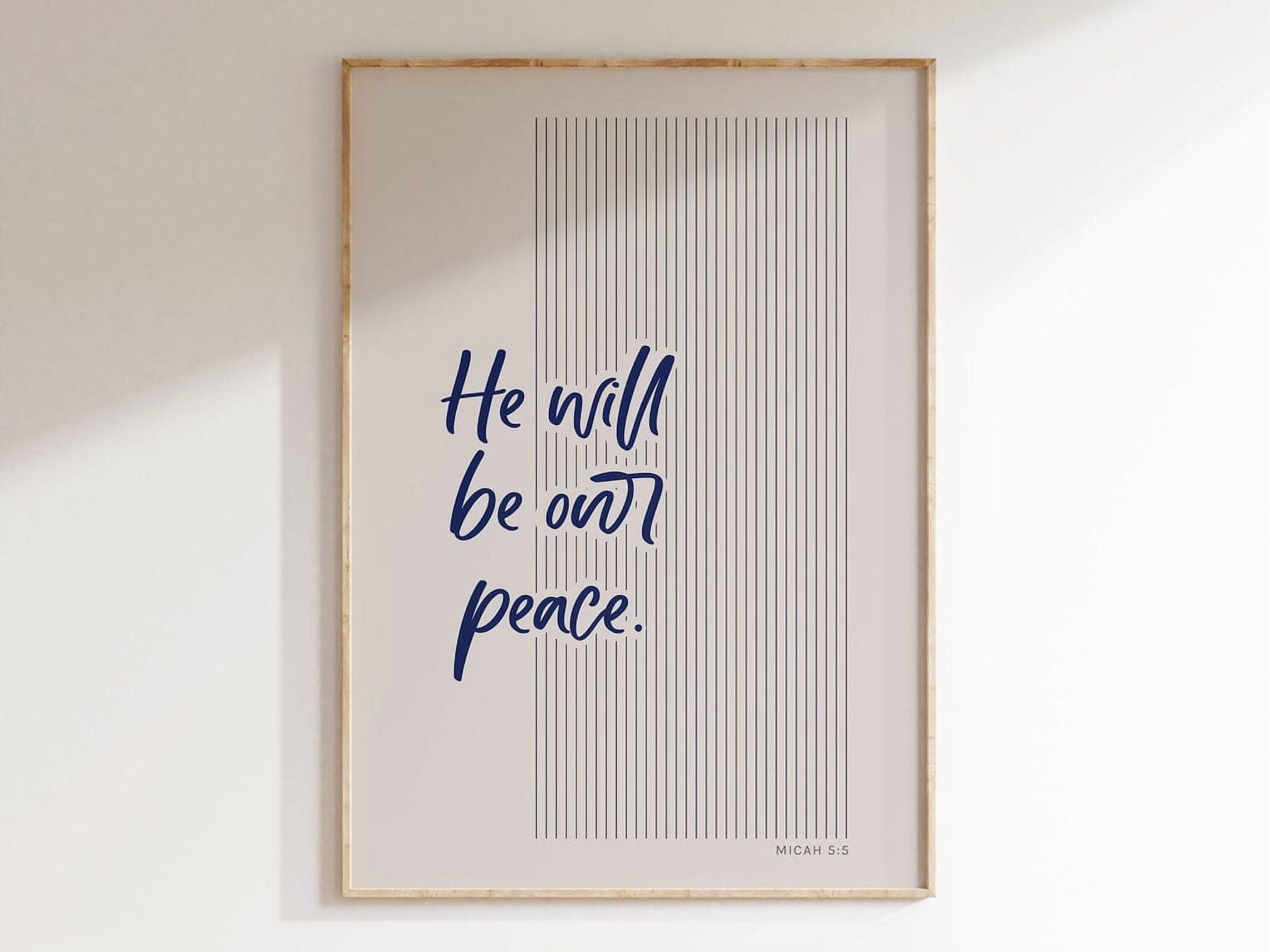 DOPAPRINT He Will Be Our Peace Micah 5:5 Bible Verse Print, Modern ...