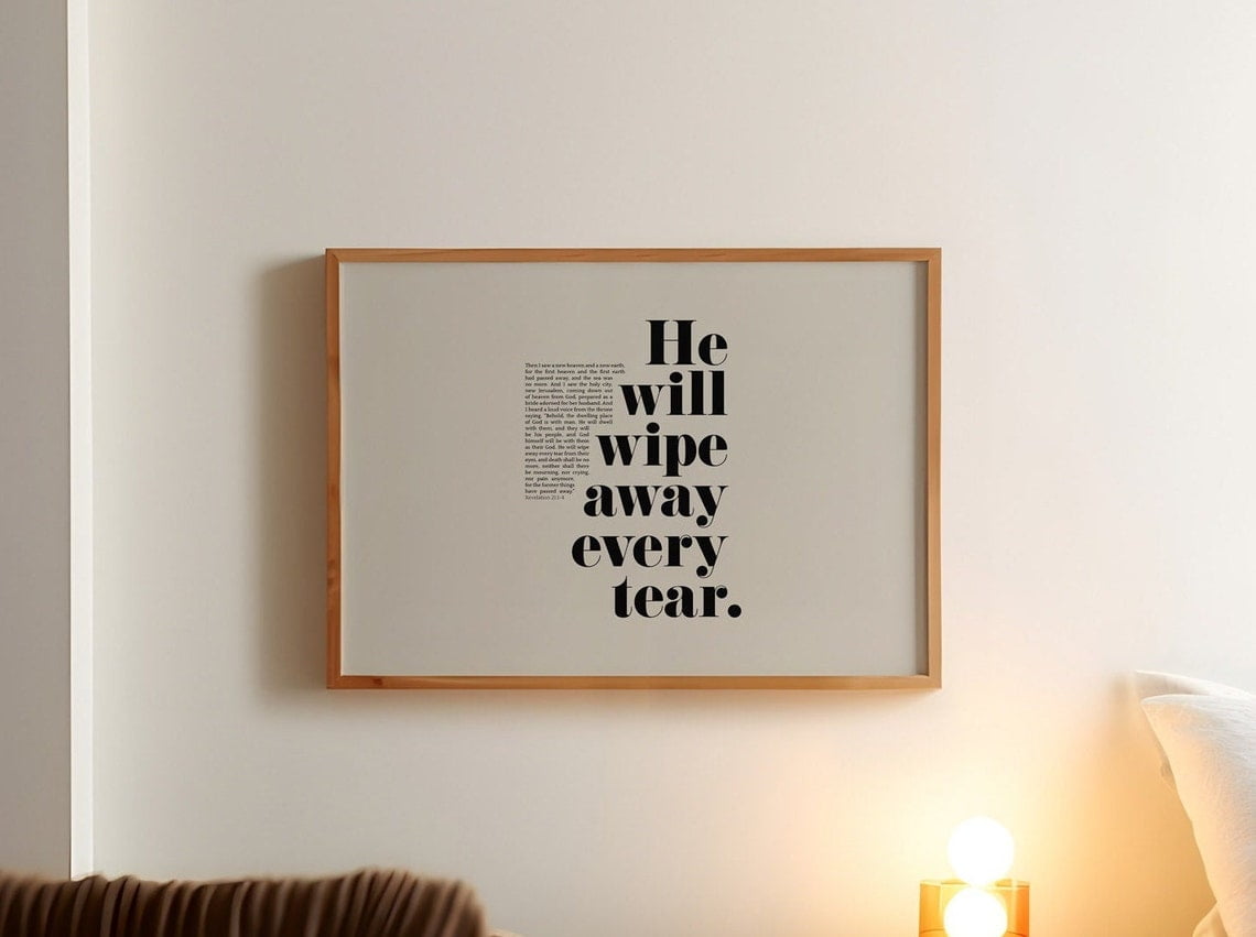 DOPAPRINT He Will Wipe Away Every Tear Landscape Wall Art, Revelation ...