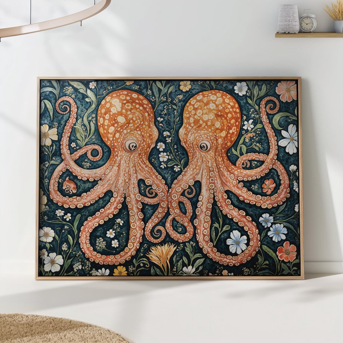 DOPAPRINT William Morris Octopus Wall Art - Botanical Marine Life Print ...