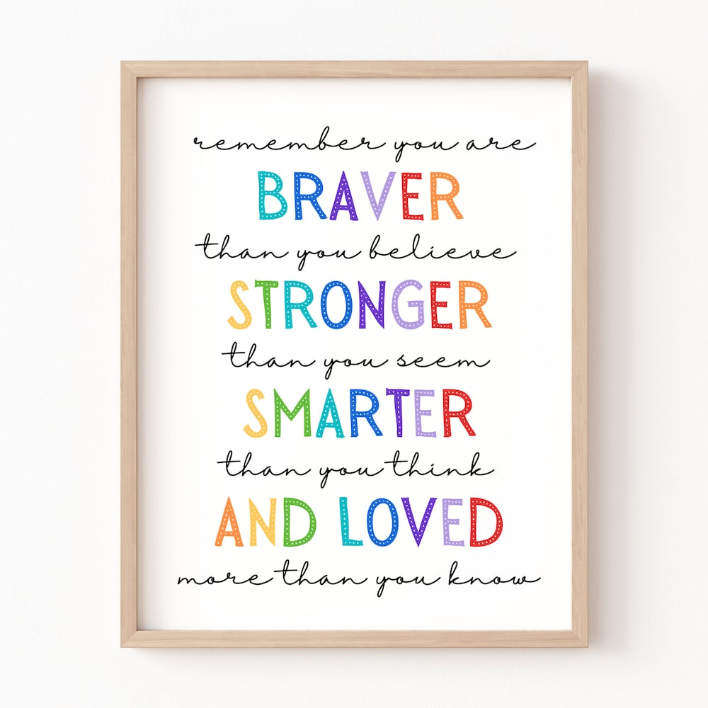 DOPAPRINT Winne The Pooh Quote, Kids Wall Art, You Are Braver Than You ...