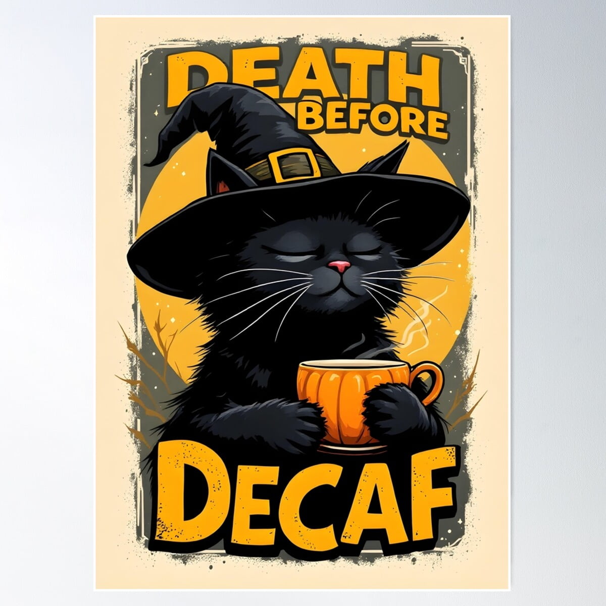 DOPAPRINT Witchy Vibes : Death Before Decaf Poster Wall Art, Modern ...