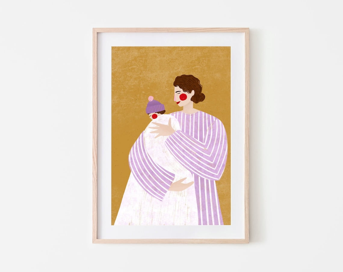 DOPAPRINT The Woman With The Little One, Motherhood Art Print, Mama ...