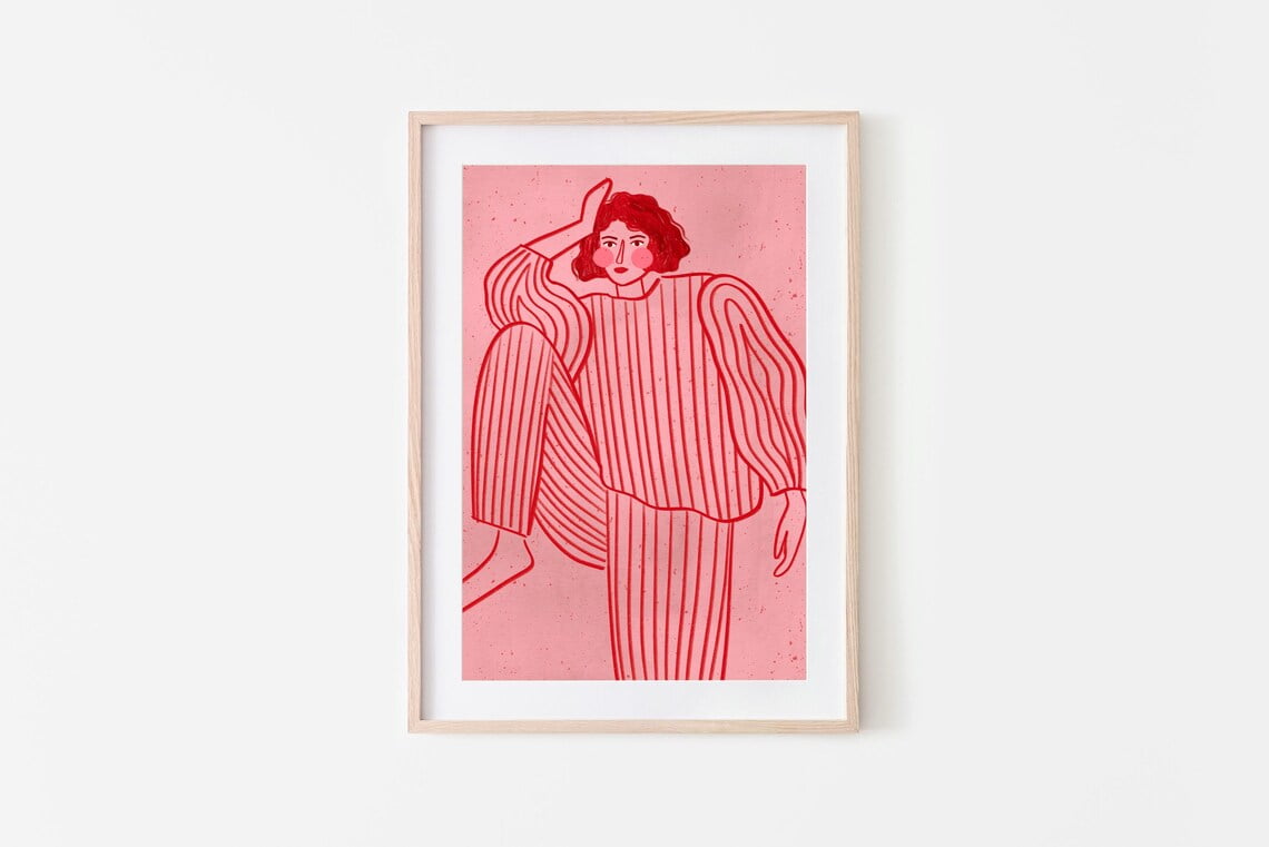 DOPAPRINT The Woman With The Striped Pyjama Art Print, Colourful ...