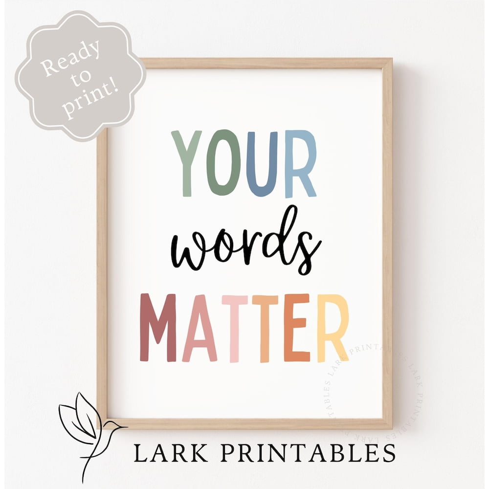 DOPAPRINT Your Words Matter Printable Download, Speech Poster, Positive ...