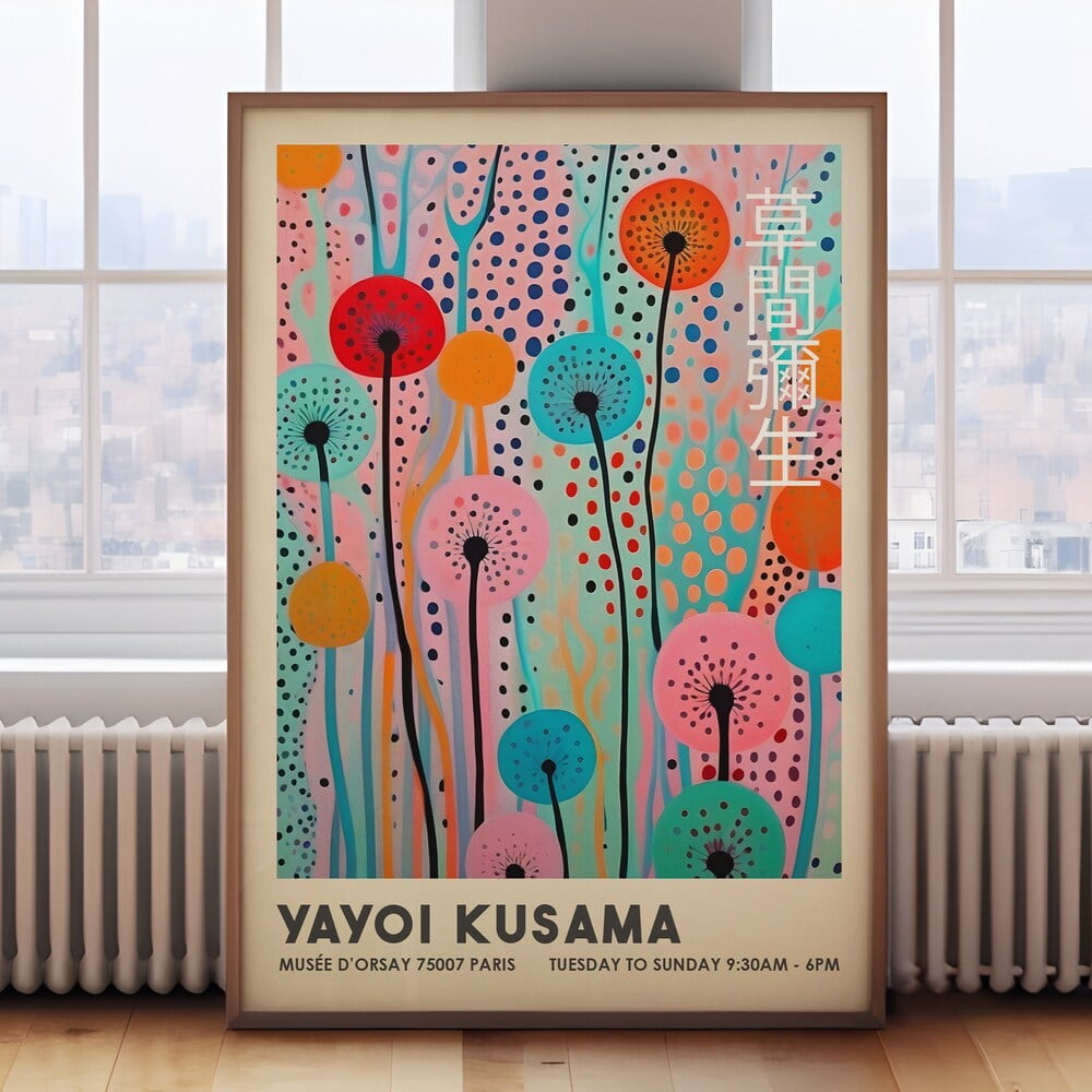 DOPAPRINT Yayoi Kusama poster, Japanese wall art, bright Japanese decor, Japanese print ...