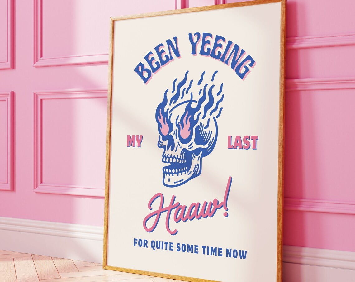 DOPAPRINT Yeeing My Last Haw Funny Wall Art Burning Skull Funny Art ...