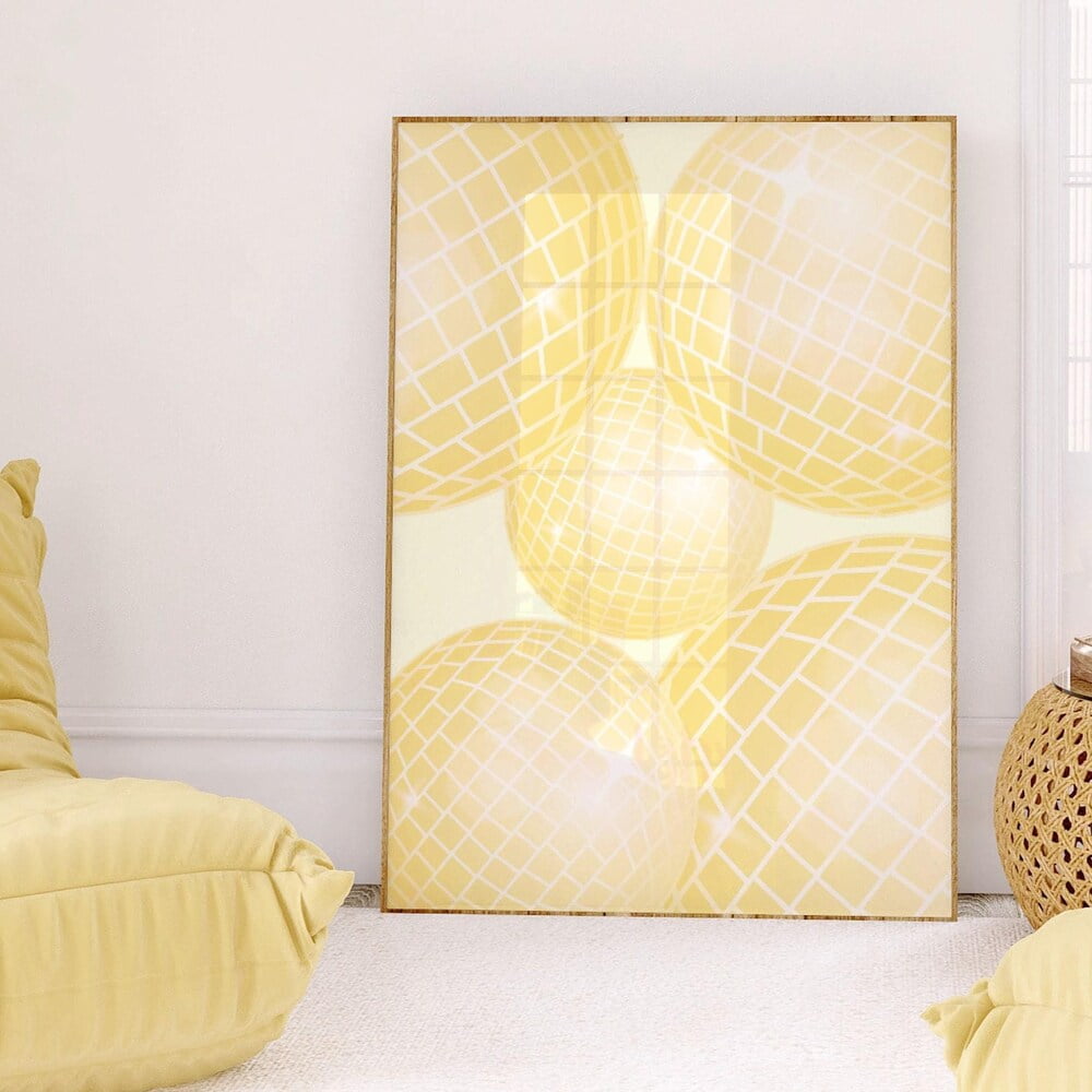 DOPAPRINT Yellow Disco Wall Art Trendy Preppy Poster College Dorm Room ...
