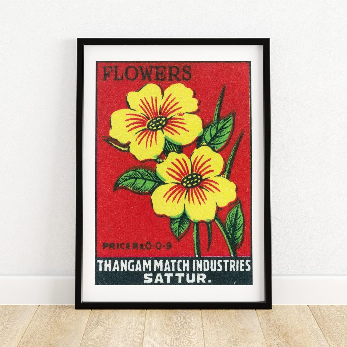 DOPAPRINT Yellow Flowers - Matchbox Print - India Wall Art - Vintage ...
