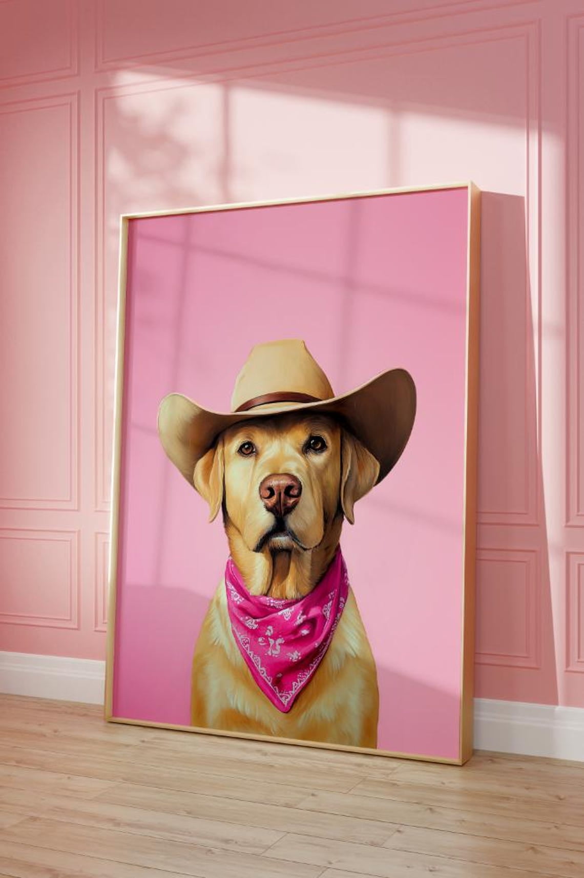 DOPAPRINT Yellow Labrador Dog Cowgirl Hat Print, Pink Print, Vintage ...