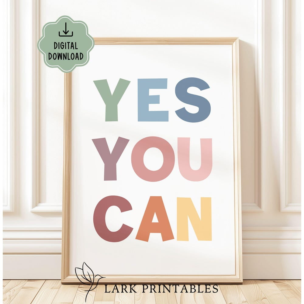 DOPAPRINT Yes You Can Printable Poster, Motivational Wall Art ...