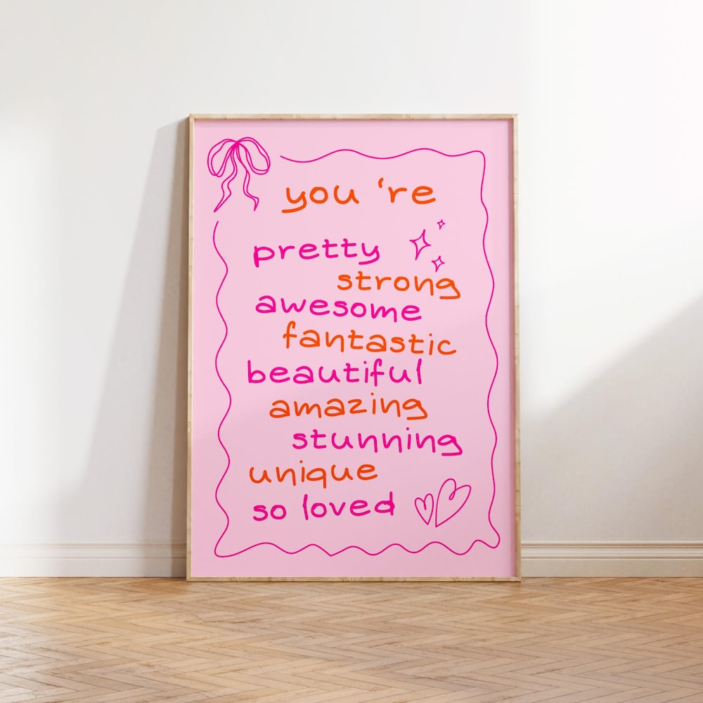DOPAPRINT You Are Amazing Art Print Pink Orange Print Cute Pink Wall ...