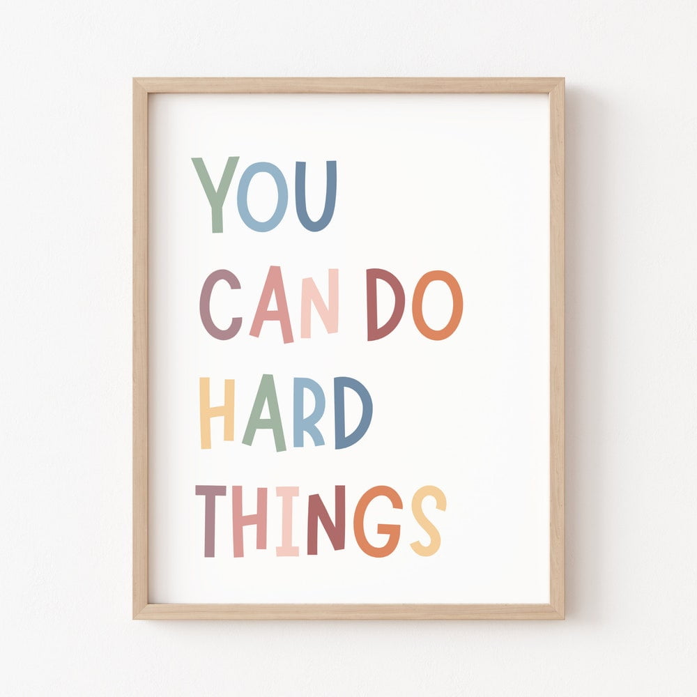 DOPAPRINT You Can Do Hard Things, Positive Affirmation, Kids Wall Art ...