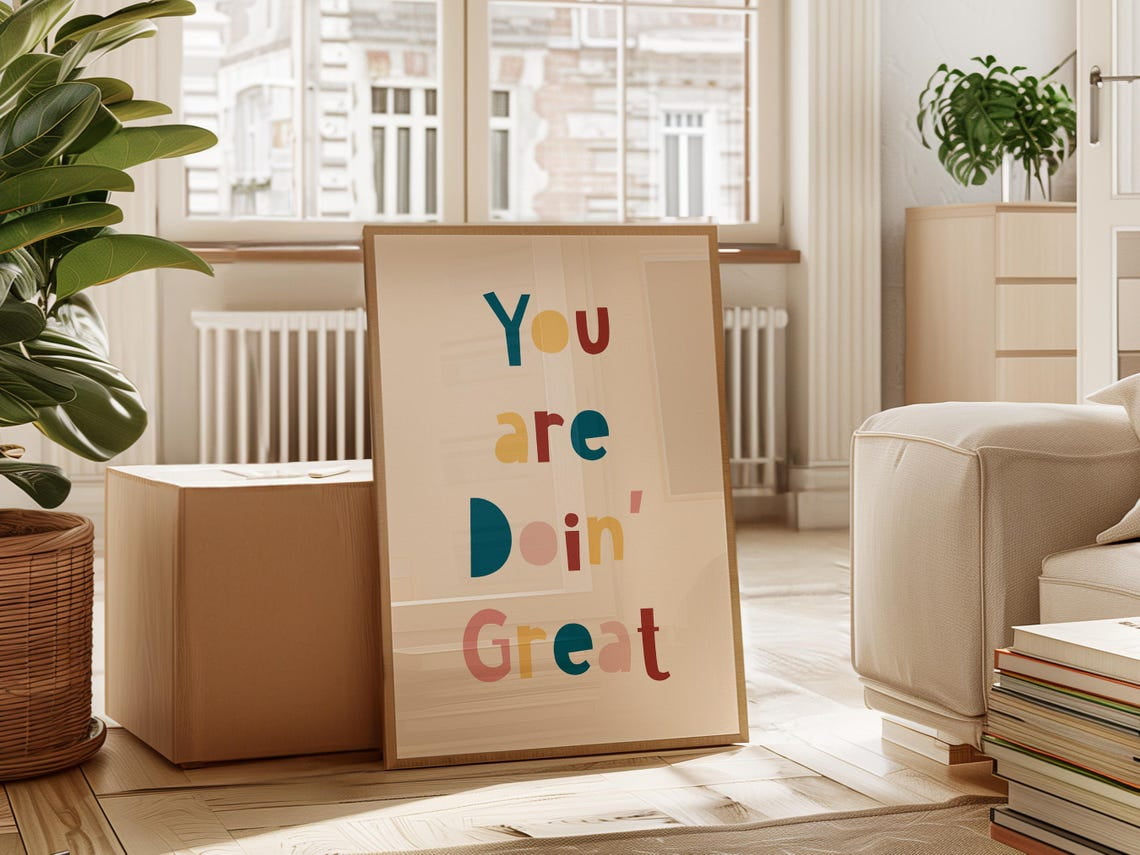 DOPAPRINT You Are Doin' Great Retro Motivational Wall Art - Positive ...