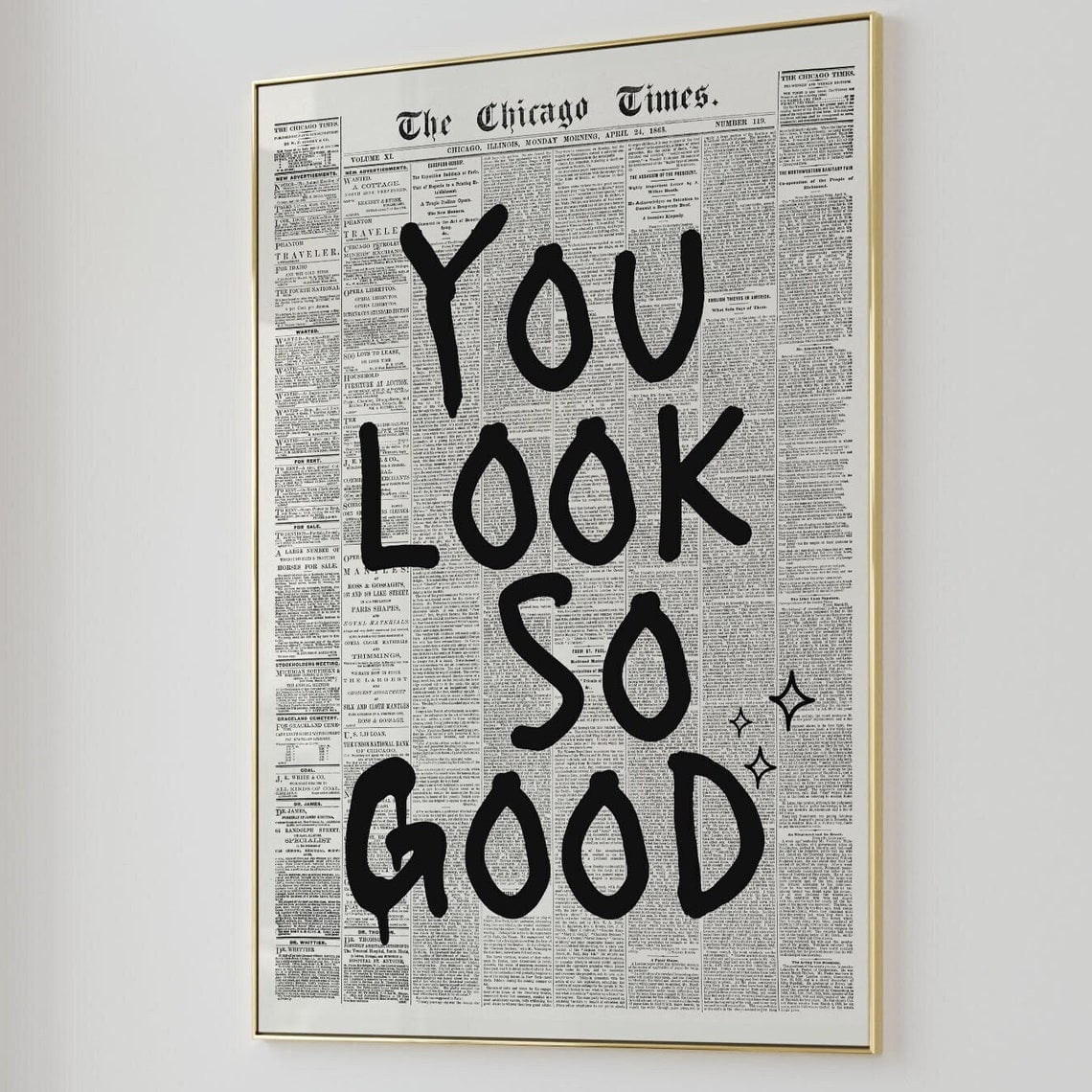 DOPAPRINT You Look So Good Black And White Retro Newspaper Print Trendy ...