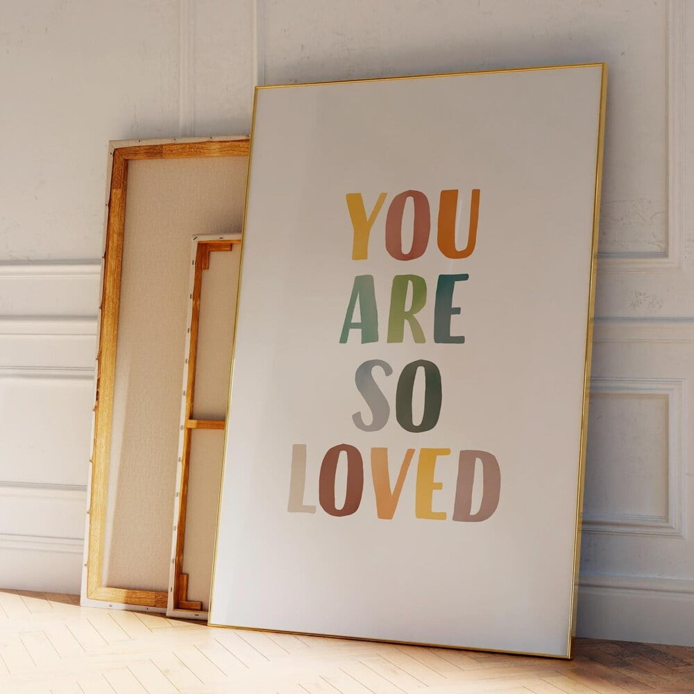 DOPAPRINT You Are So Loved Playroom Poster, Rainbow Nursery Wall Decor ...