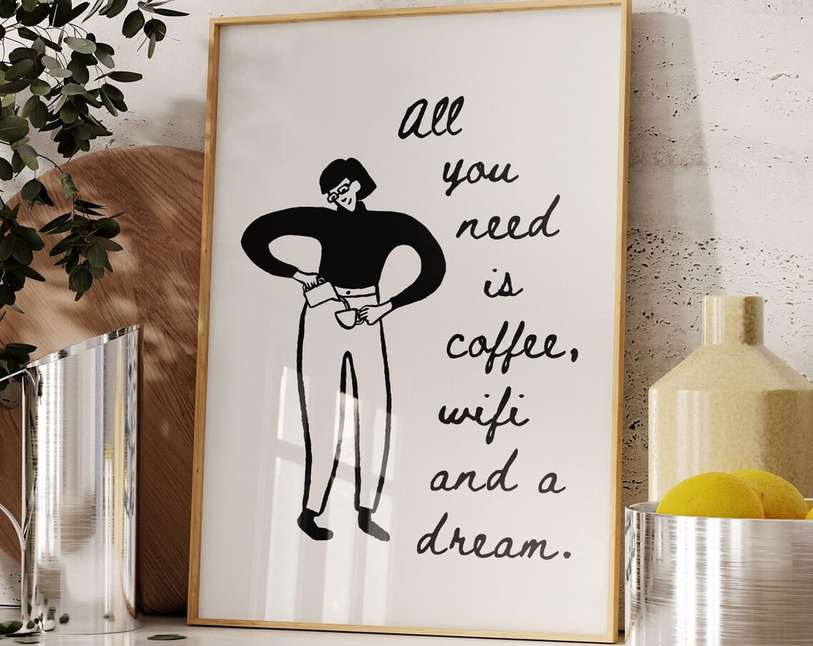 DOPAPRINT All You Need Is Coffee Print, Barista Poster, Cute Coffee Art ...