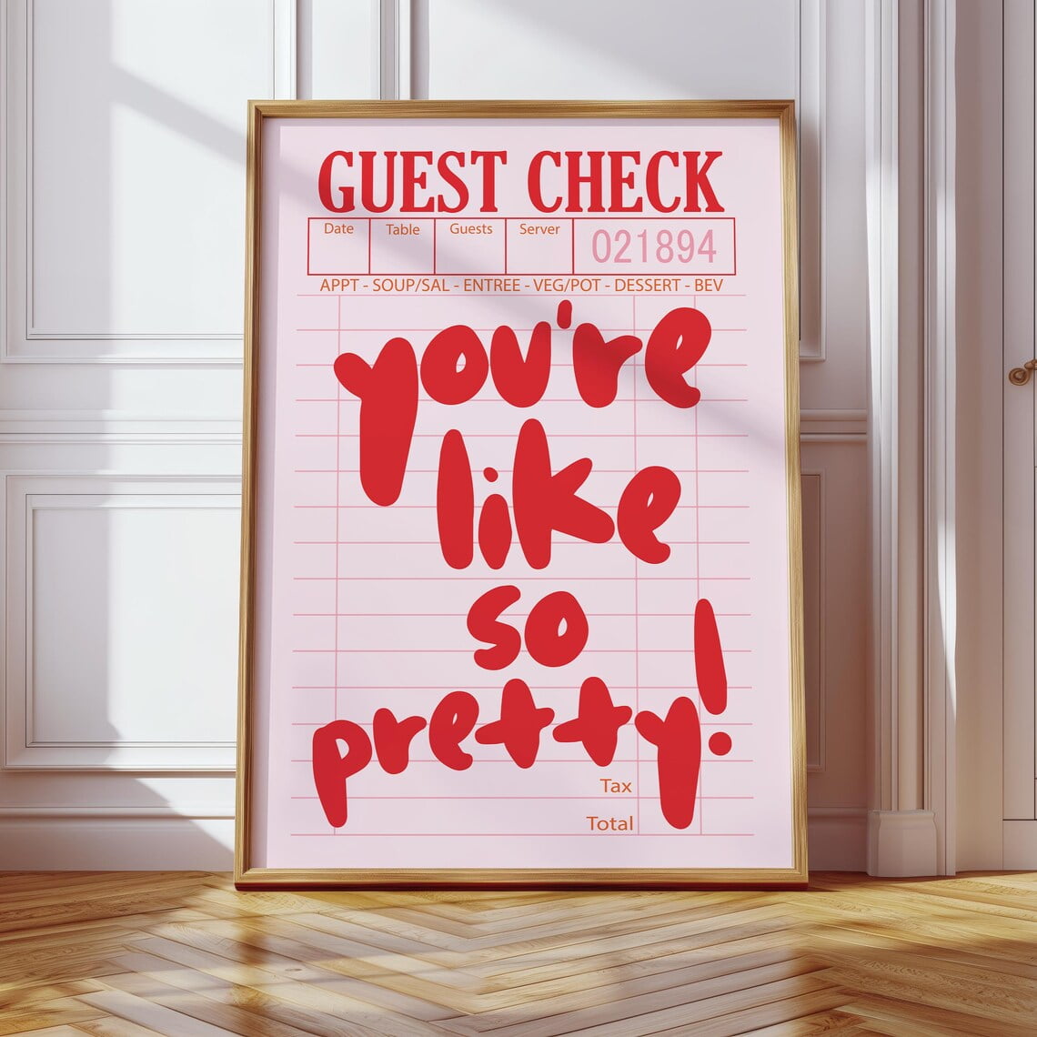 DOPAPRINT Youre Like So Pretty Guest Check Prints Red Pink Orange Funky ...
