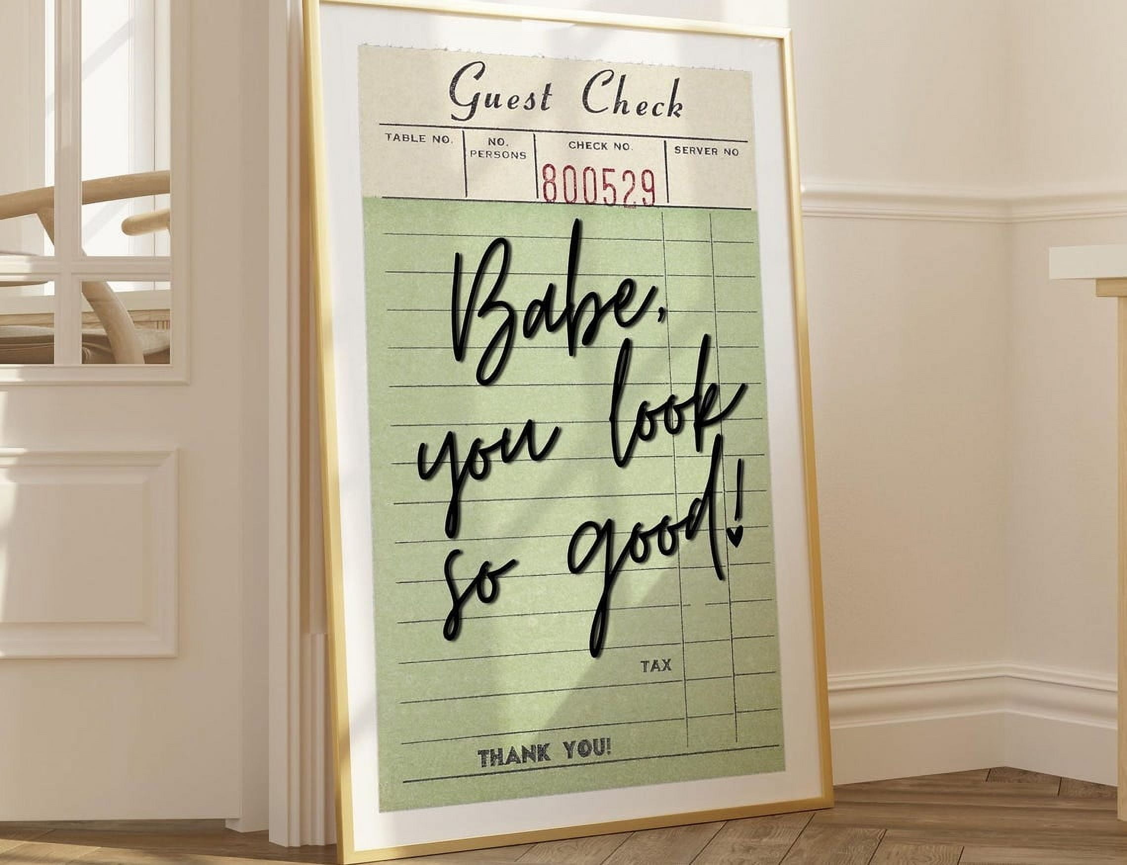 DOPAPRINT Youre Like Really Pretty Guest Check Poster Dorm Decor Wall Art Retro Art Teen Girl ...