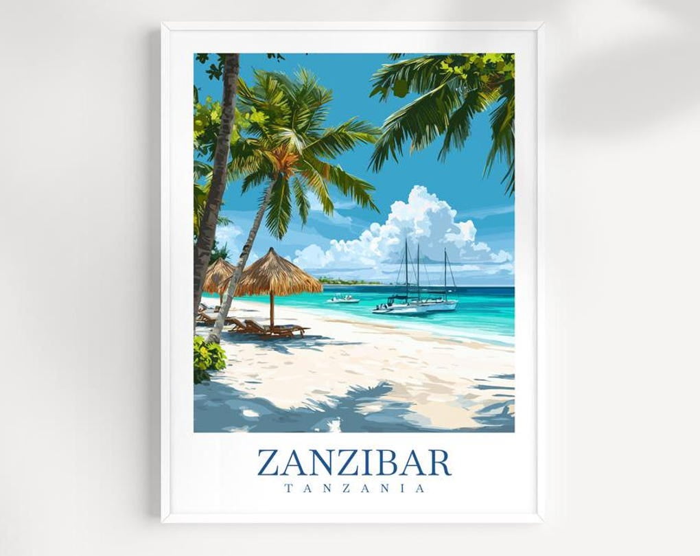 DOPAPRINT Zanzibar Travel Print Tanzania Wall Art Africa Wall Hanging ...