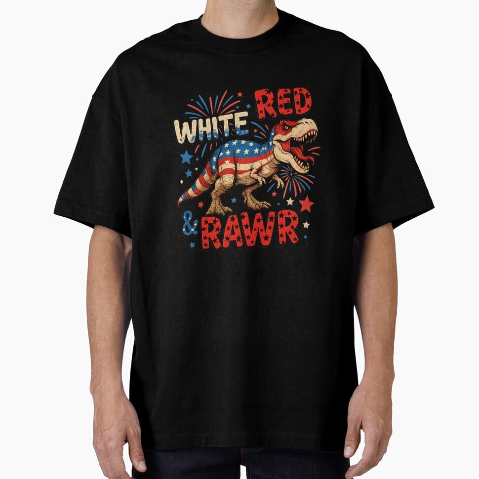 DOPASHIRT 4Th Of July Dinosaur Red White Rawr Patriotic T-Rex T-Shirt ...