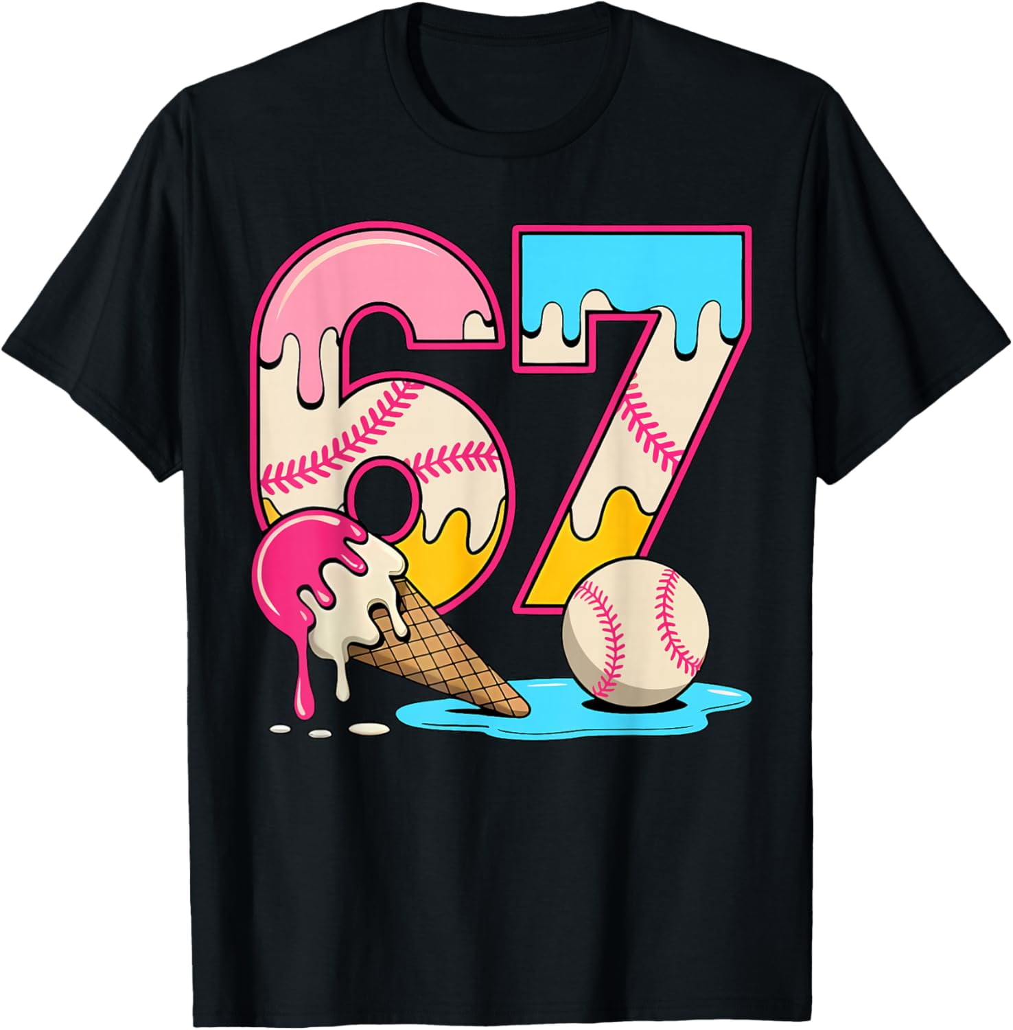 DOPASHIRT 67 Ice Cream Drip Funny Six Seven Gen Alpha Slang T-Shirt ...