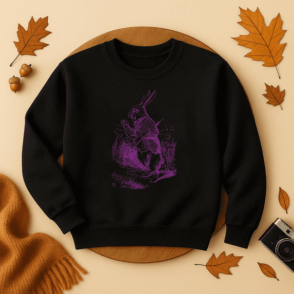 DOPASHIRT Alice And Wonderland Sweatshirt With White Rabbit Purple ...