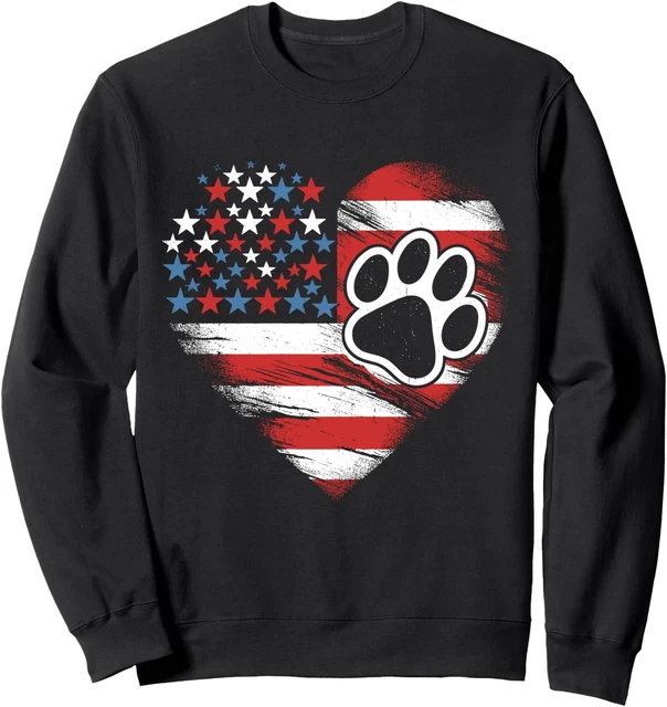 DOPASHIRT American Flag Dog And Cat Paw Patriotic Crewneck Sweatshirt ...