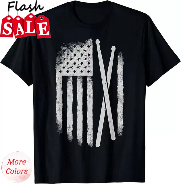 DOPASHIRT American Flag Drumsticks Usa Drummers Vintage Drum Sticks ...