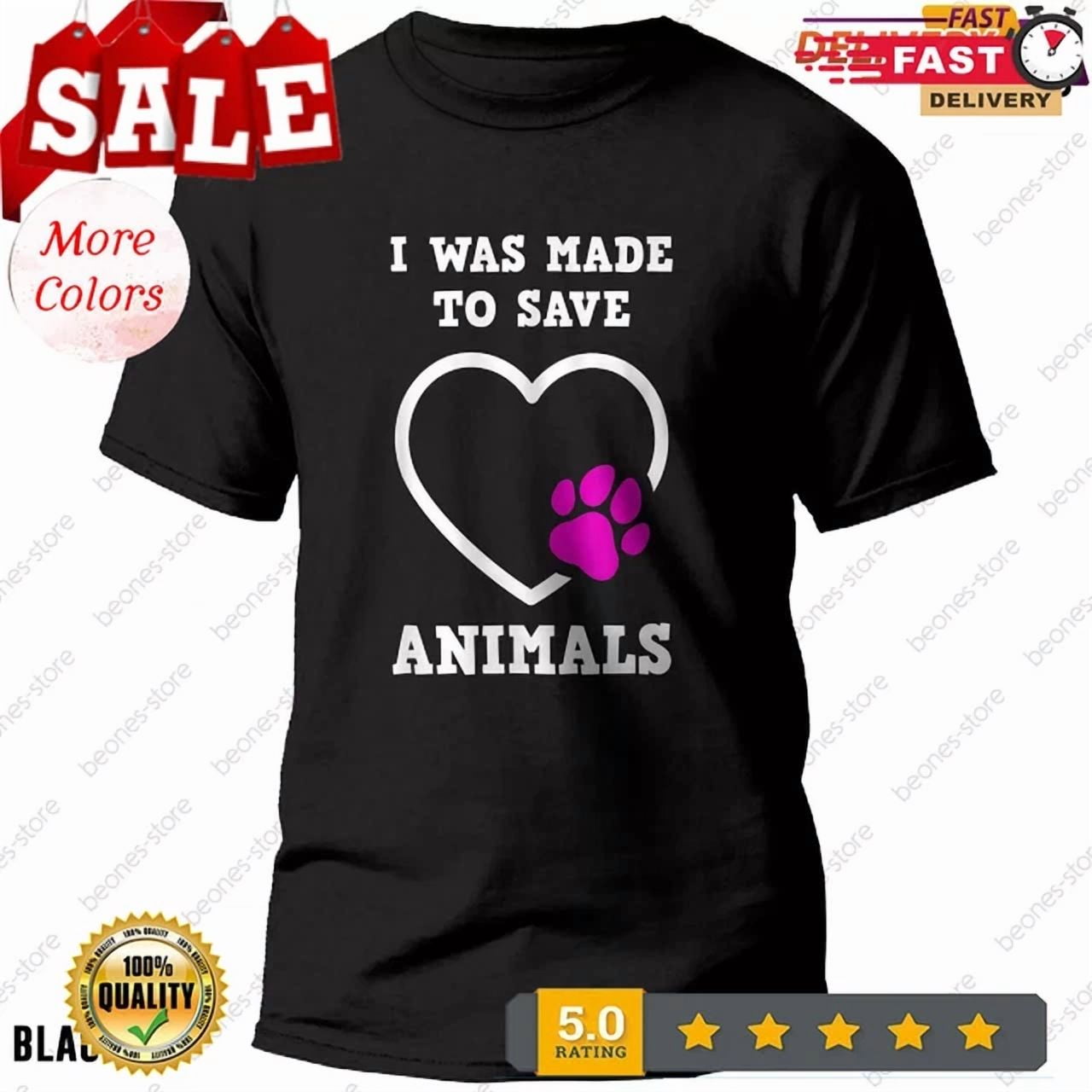 DOPASHIRT Animal Rescue T-Shirt, I Was Made To Save Animals With Dog ...